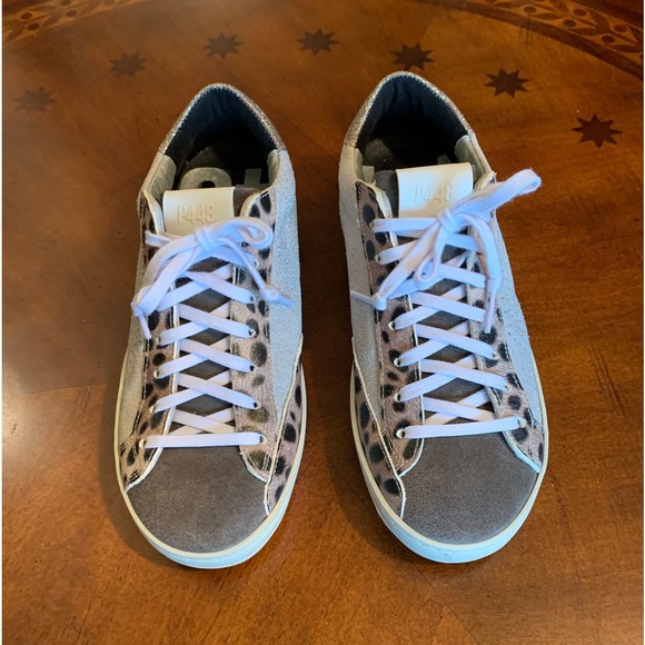 P448 | Shoes | P448 Leopard Print Taupegold Low Top Sneaker | Poshmark